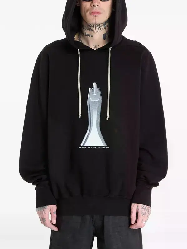 Rick Owens Oversized Printed Hoodie - Black