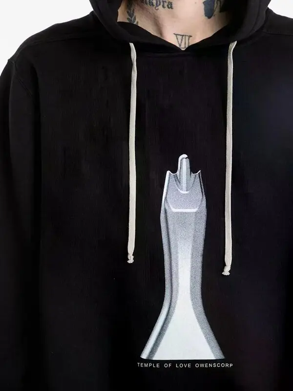 Rick Owens Oversized Printed Hoodie - Black