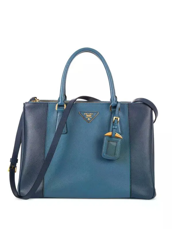Prada Galleria Panelled Two-way Handbag - Blue