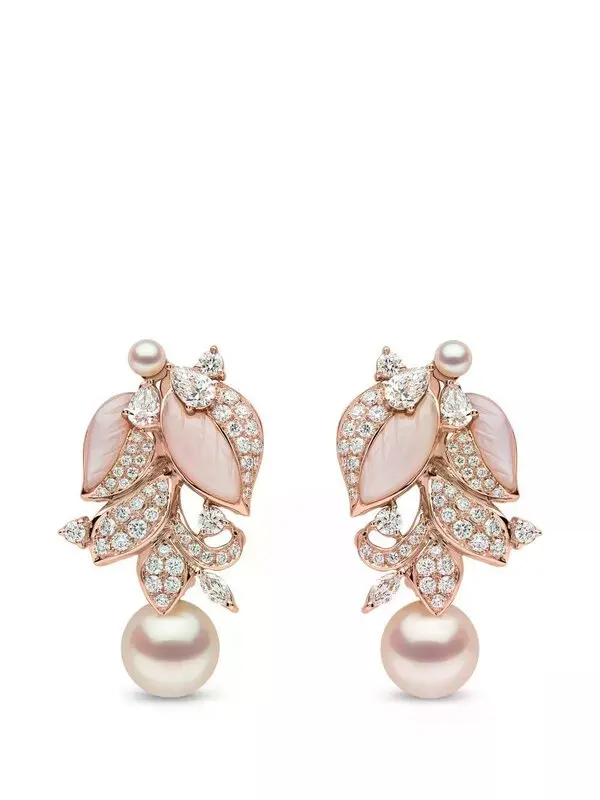 Yoko London Cleopatra Pearl And Diamond Earrings - Pink