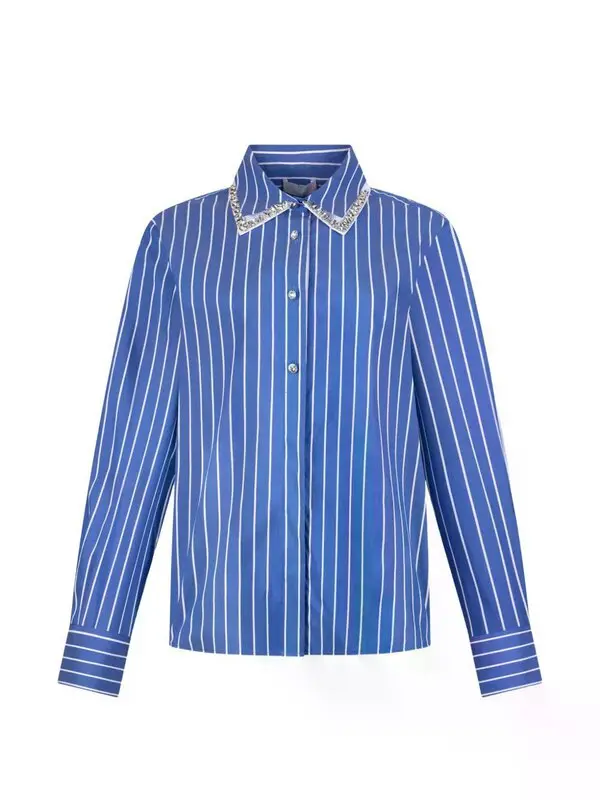 Liu Jo Striped Shirt With Jeweled Embellishments - Blue