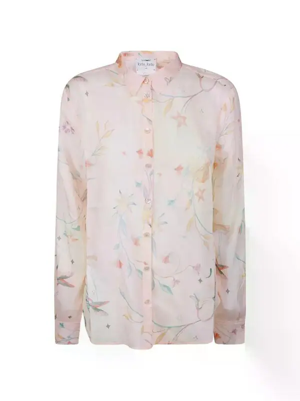 FORTE_FORTE Flora-print Shirt - Pink
