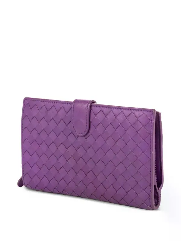 Bottega Veneta Intrecciato Leather Wallet - Purple
