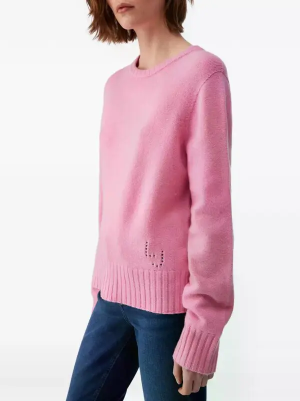 Liu Jo Ribbed Perforated Logo Sweater - Pink