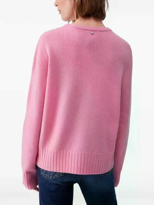 Liu Jo Ribbed Perforated Logo Sweater - Pink