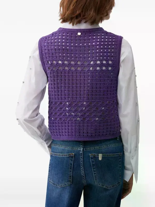 Liu Jo Crochet Round-neck Jumper - Purple