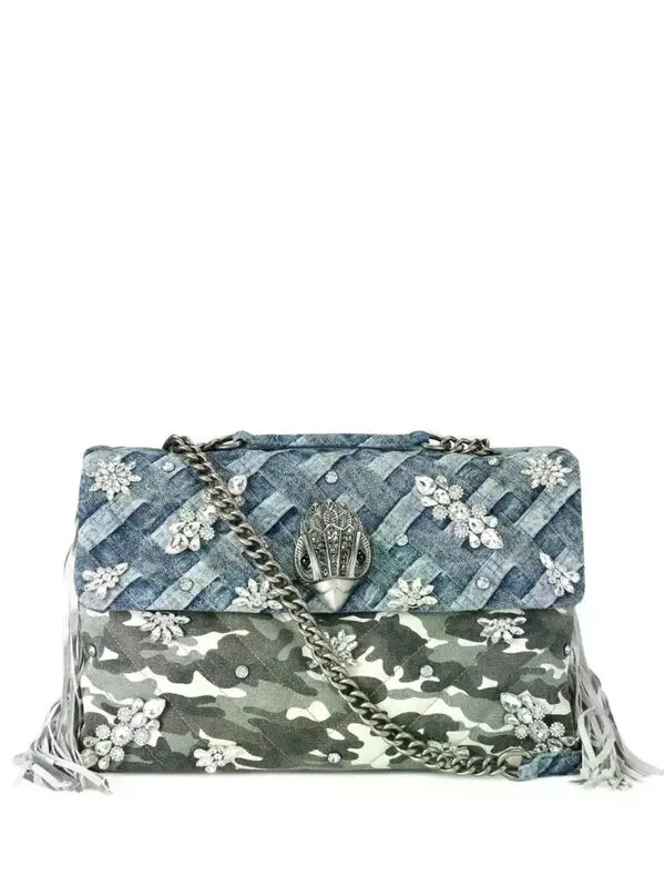 Kurt Geiger Xxl Kensington Crystal-embellished Shoulder Bag - Grey