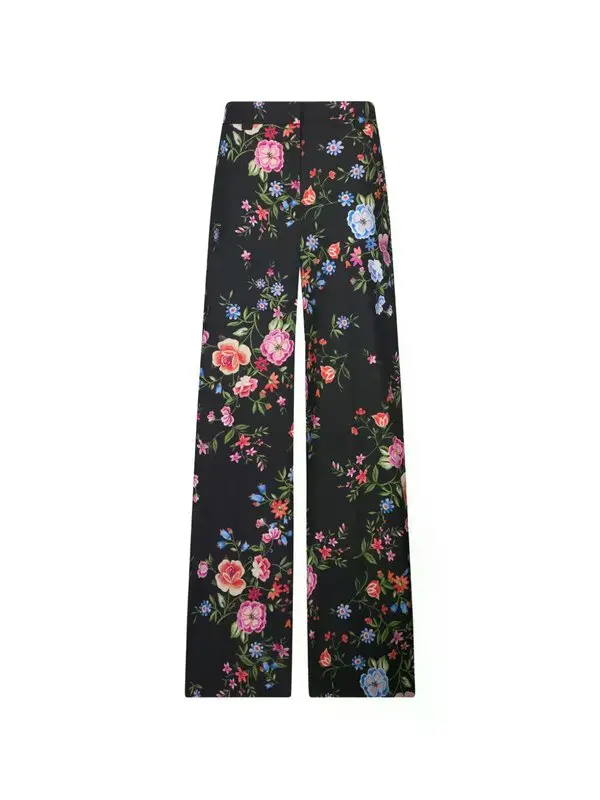 Liu Jo Floral-print Straight Trousers - Black