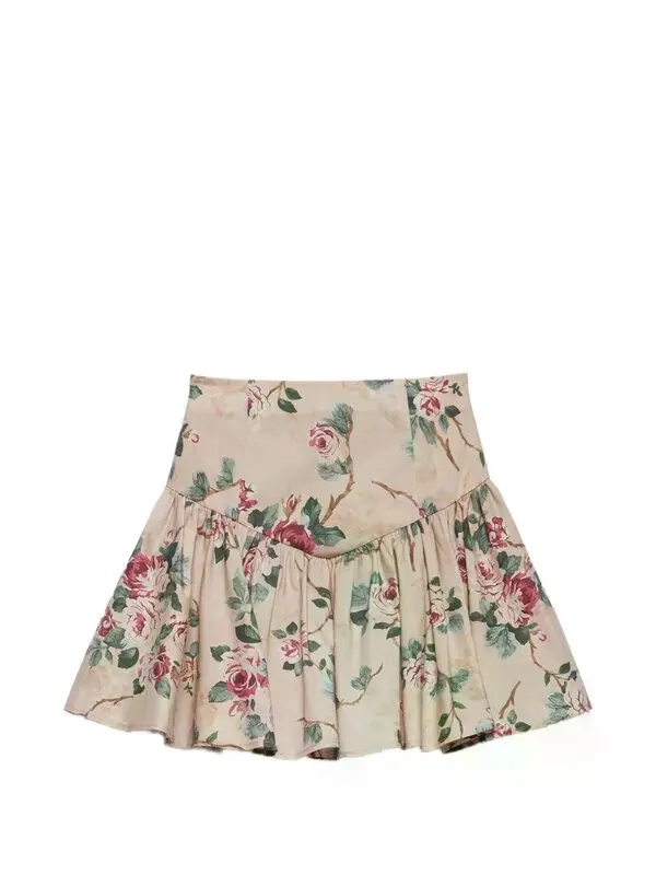 ANIYE BY Diana Floral Print Mini Skirt - Neutrals