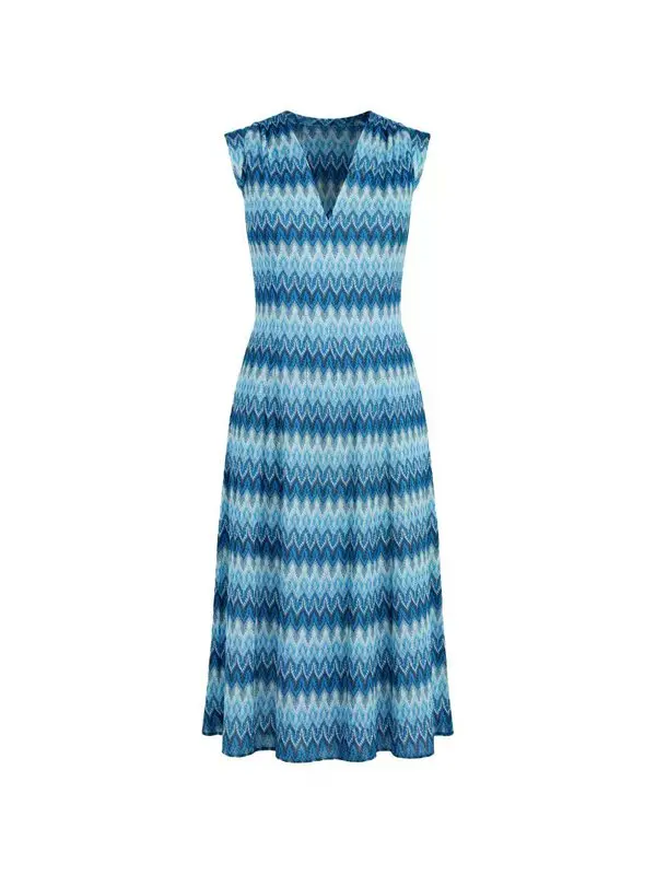 Derhy Fanchette Midi Dress - Blue