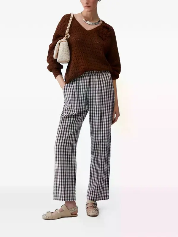 Liu Jo Gingham Checkered Trousers - Brown