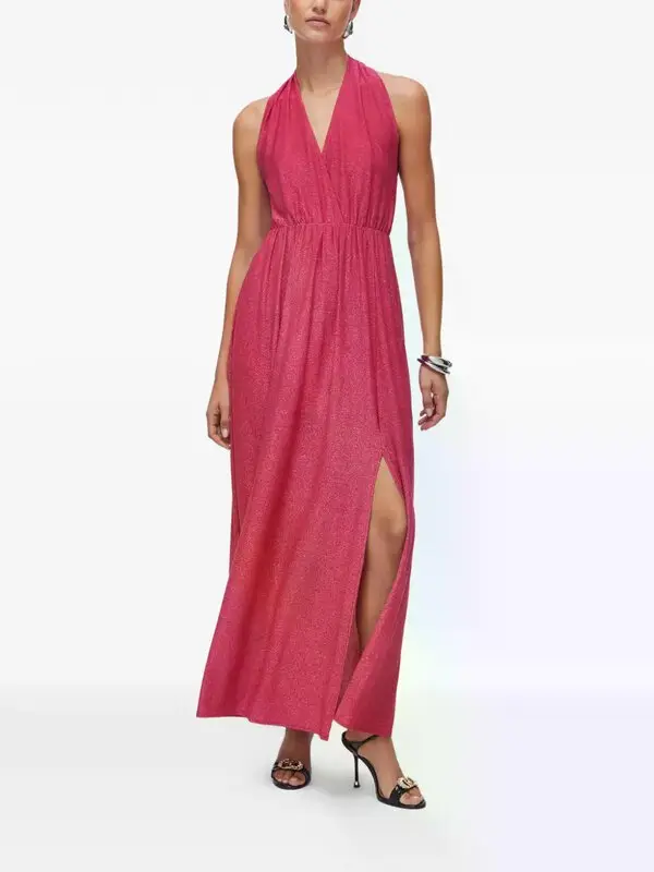 Liu Jo Lurex V-neck Maxi Dress - Pink
