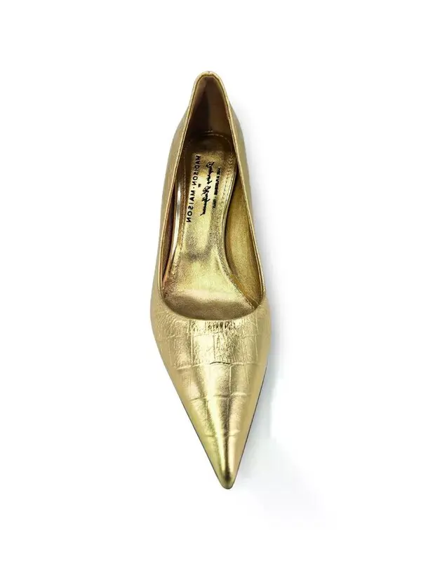 MADISON MAISON Annuccia Croc-effect Leather Pumps - Gold
