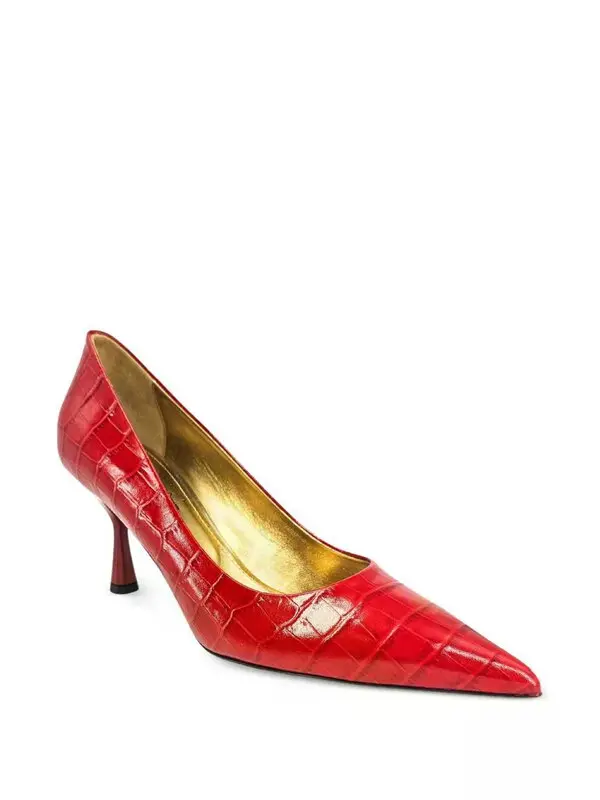 MADISON MAISON Annuccia Croc-effect Leather Pumps - Red