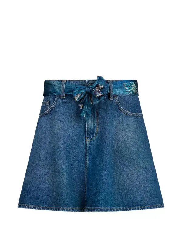 Liu Jo Flared Denim Mini Skirt - Blue