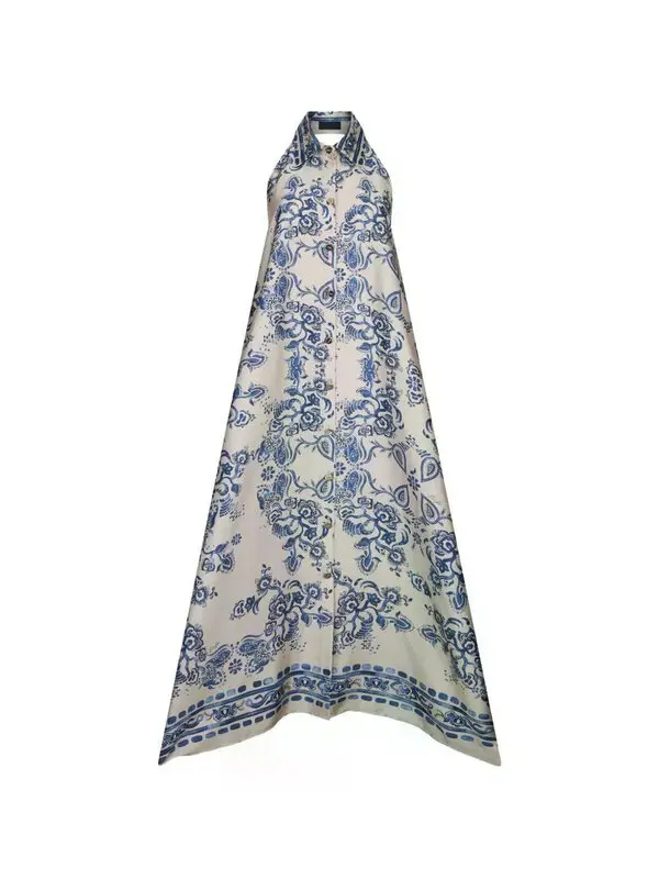 Liu Jo Printed Halterneck Maxi Dress - White