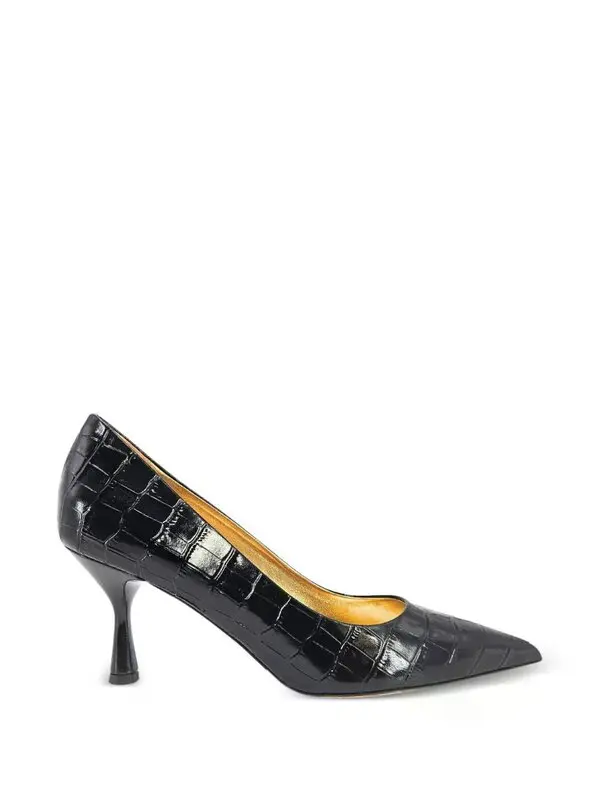 MADISON.MAISON Annuccia Leather Croc-effect Pumps - Black