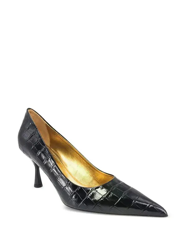 MADISON MAISON Annuccia Leather Croc-effect Pumps - Black