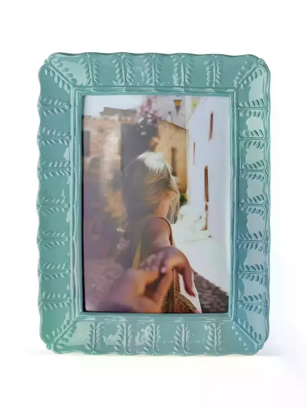L'OCA NERA Rectangular Leaf-motif Photo Frame - Blue