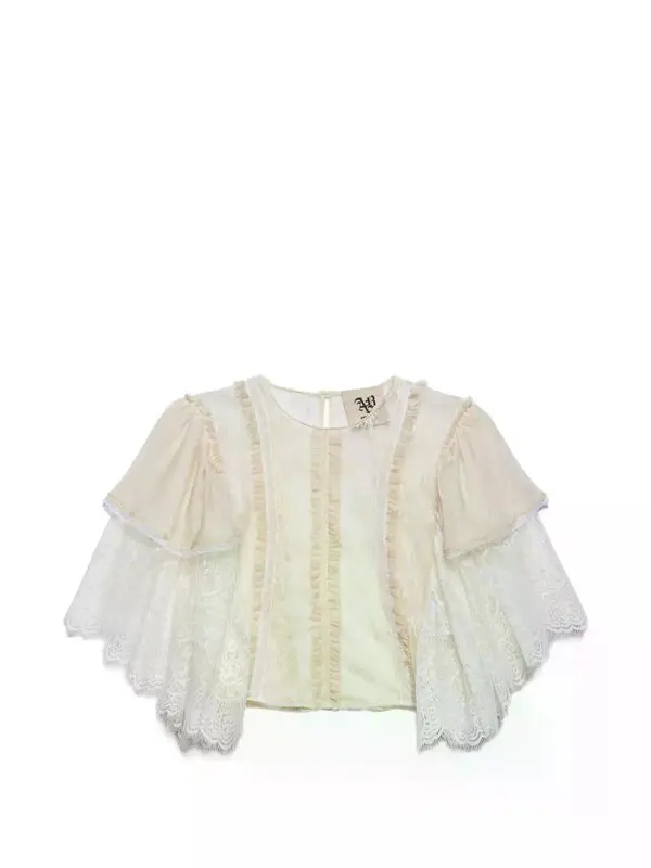 ANIYE BY Ruffled Lace Blouse - Neutrals