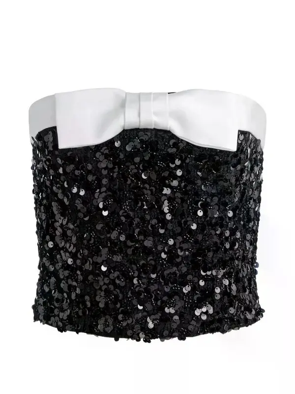 Alice + Olivia Katya Embellished Bow-detail Top - Black