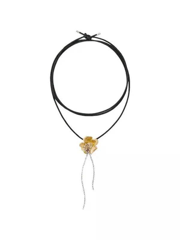 Maje Floral Charm Necklace - Black