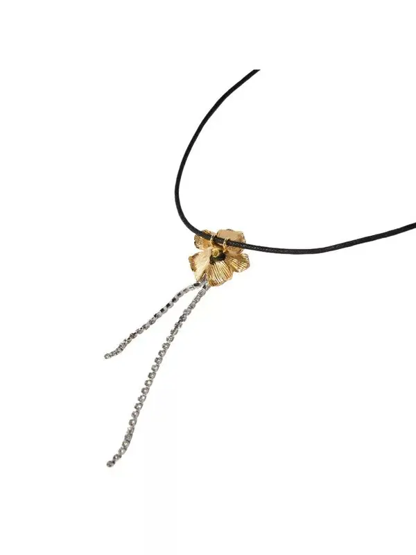 Maje Floral Charm Necklace - Black