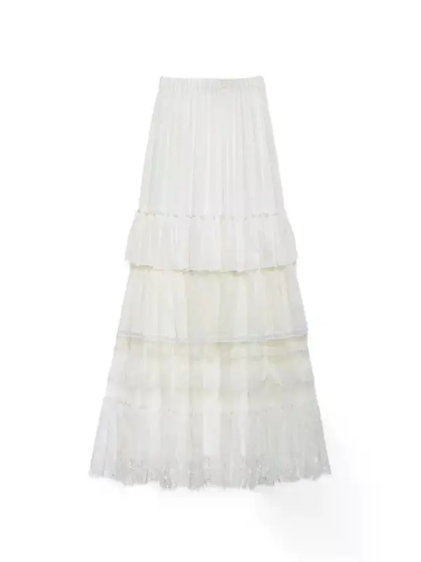 ANIYE BY Ruffled Lace Maxi Skirt - Neutrals