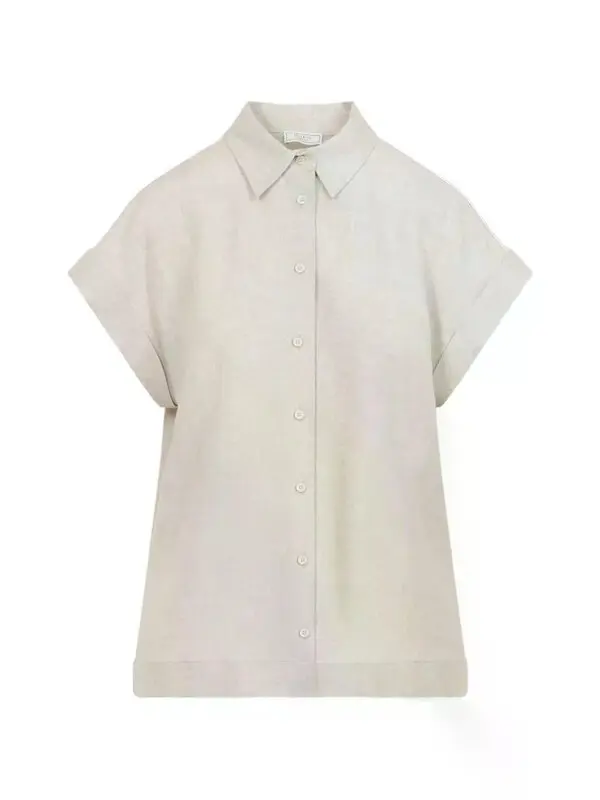 Peserico Button Linen Shirt - Neutrals