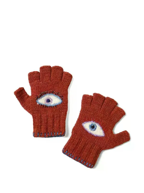 Kapital Embroidered Fingerless Gloves - Orange