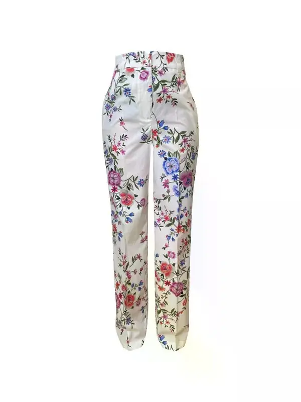 Liu Jo Floral-print Cotton Trousers - White