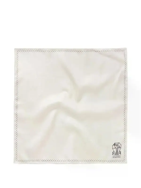 Brunello Cucinelli Logo-print Pocket Square - Neutrals
