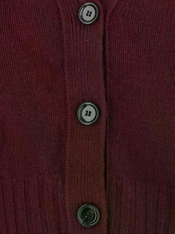 ALLUDE Buttoned V-neck Cardigan - Red