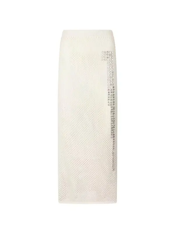 Liu Jo Mesh Jewel-embellished Midi Skirt - White