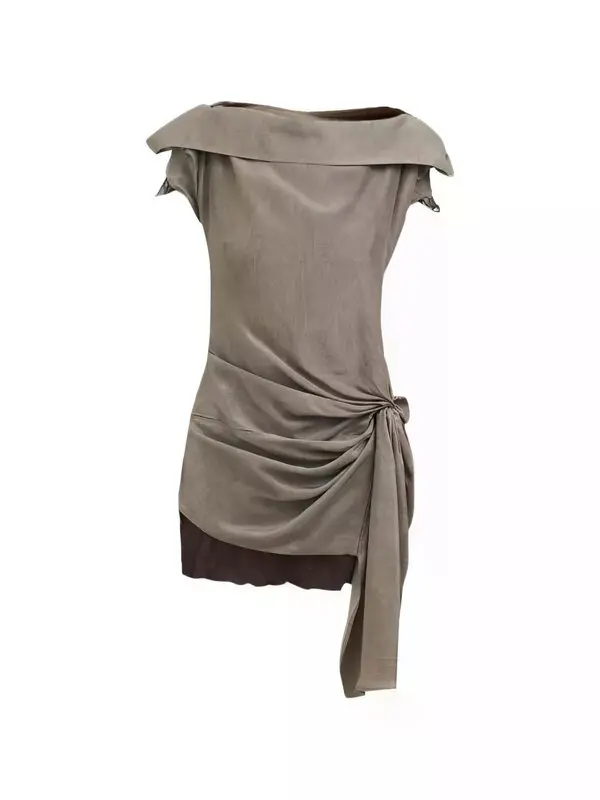 YEHUAFAN Draped Knotted Top - Grey