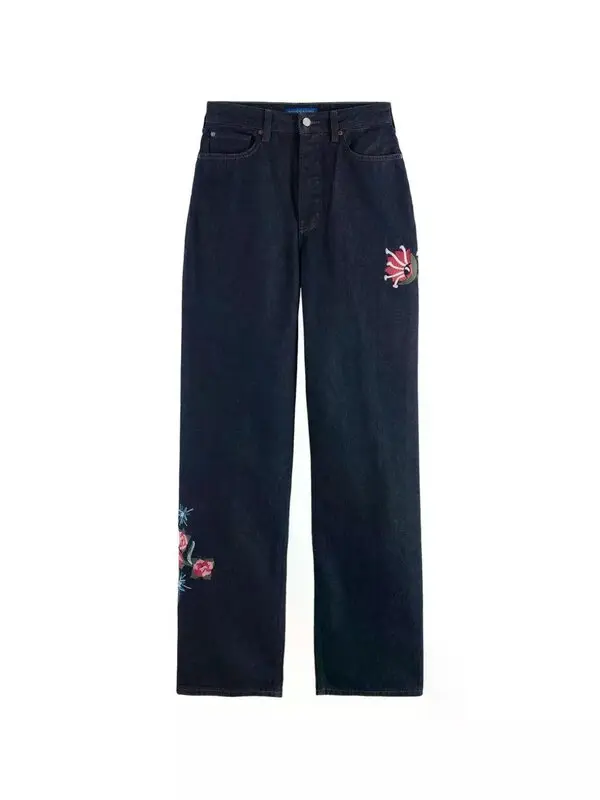 Scotch & Soda Floral-embroidered Jeans - Blue