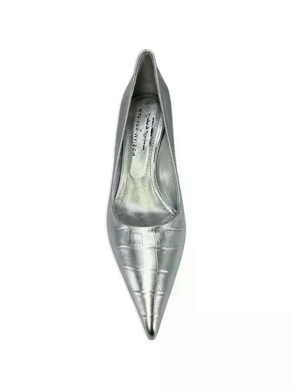 MADISON MAISON Annuccia Croc-effect Leather Pumps - Silver