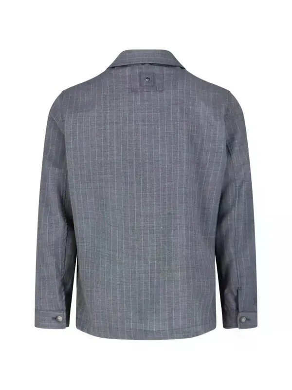 WHITE SAND Pinstripe Zip Shirt - Grey