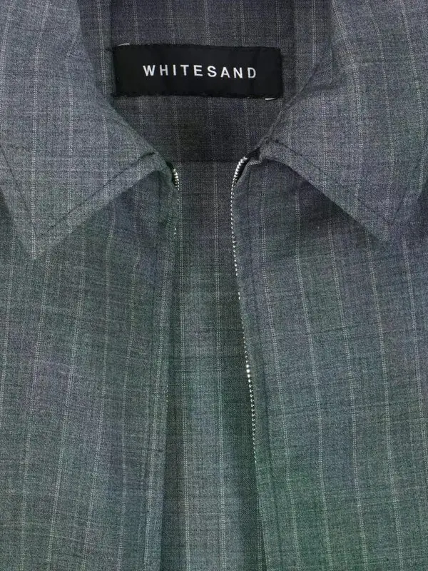 WHITE SAND Pinstripe Zip Shirt - Grey