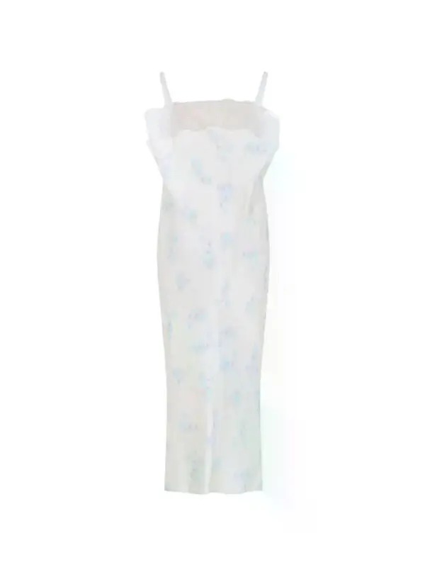 Carven Floral-print Lace-trim Midi Dress - Neutrals
