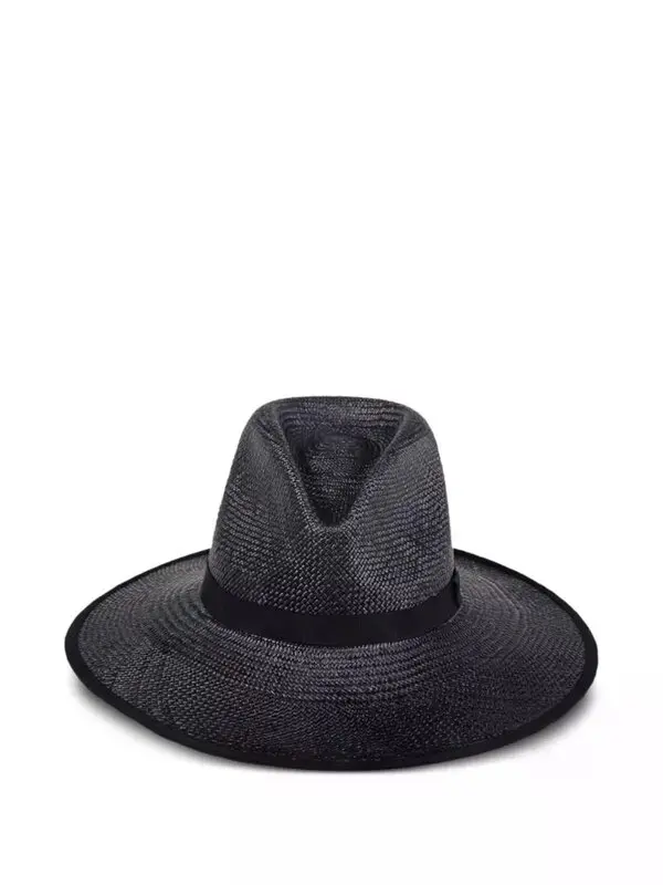 Max Mara Panama Hat With Ribbon - Black