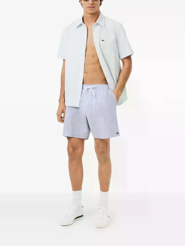Lacoste Striped Swim Shorts - Blue