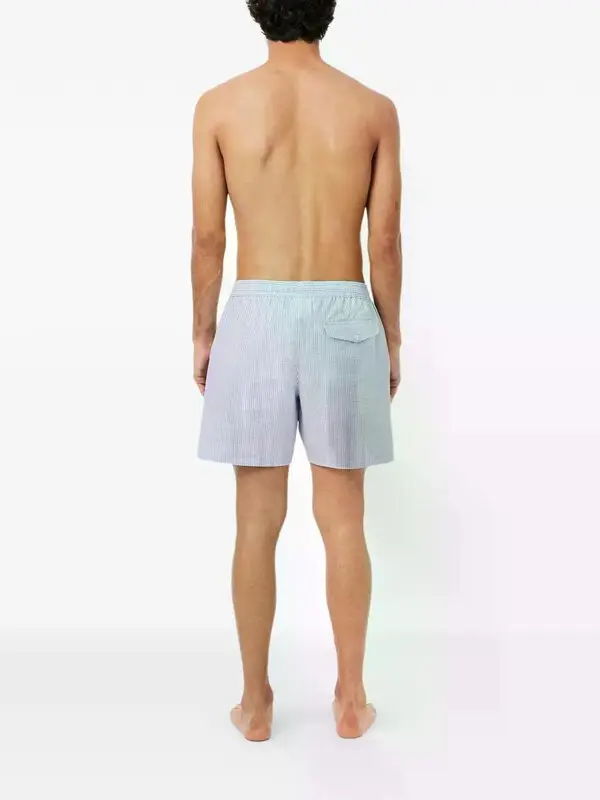 Lacoste Striped Swim Shorts - Blue