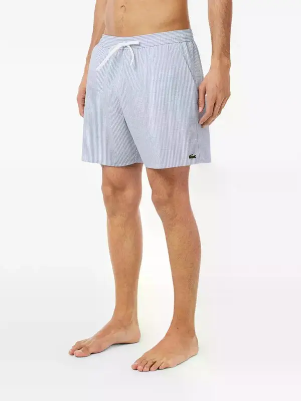 Lacoste Striped Swim Shorts - Blue