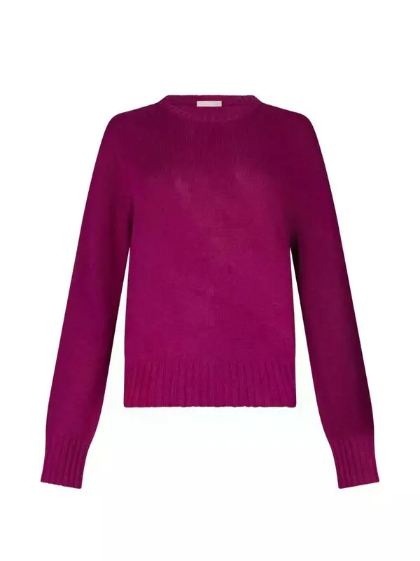 Liu Jo Ribbed Crew-neck Sweater With Perforated Logo - Purple
