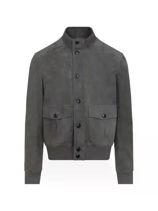 Zegna Buttoned Leather Jacket - Grey