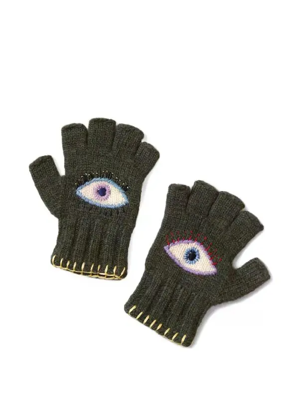 Kapital Eye Appliqué Gloves - Green