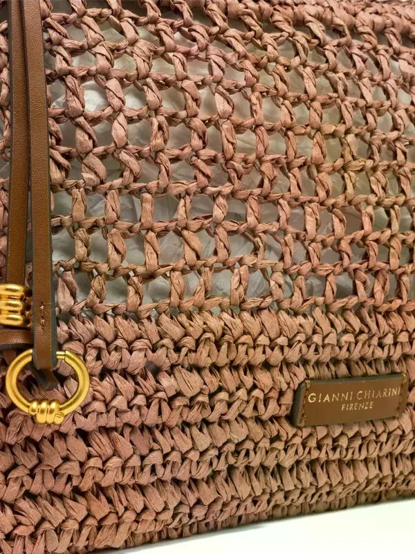 GIANNI CHIARINI Woven Raffia Shoulder Bag - Pink