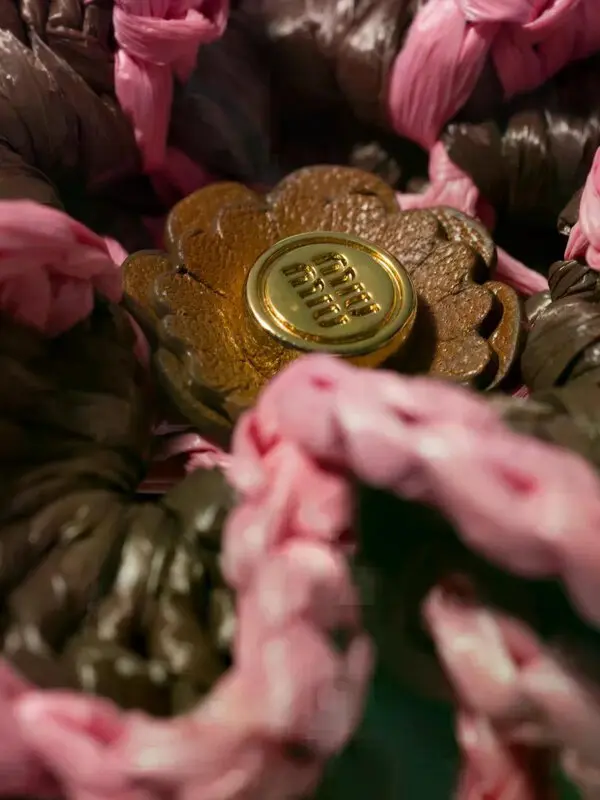 Miu Miu Leather And Raffia-effect Yarn Floral Charm