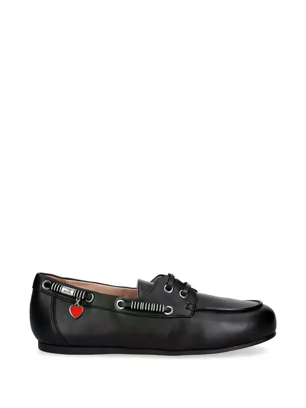 Moschino Heart Appliqué Lace-up Loafers - Black